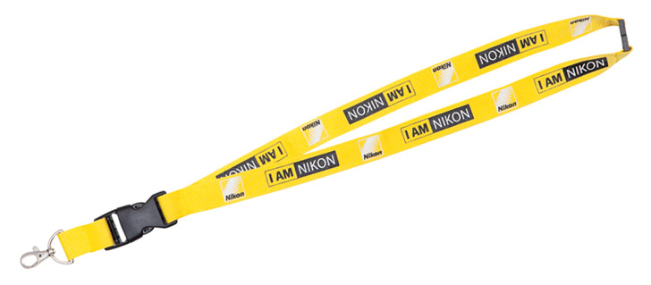 Wide lanyards for large logos and bold text for easy visibility